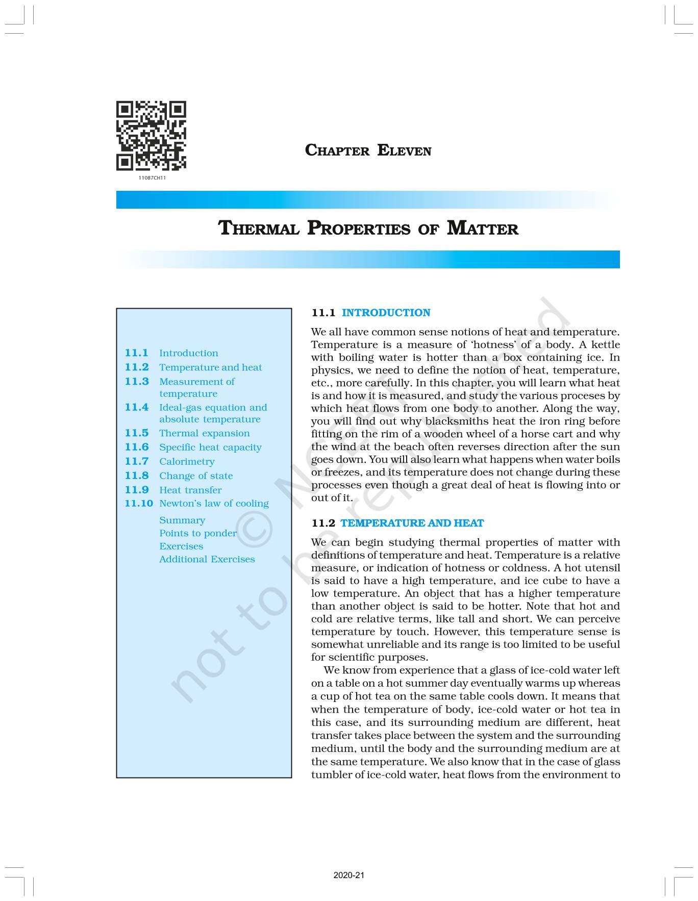 Thermal Properties Of Matter - NCERT Book of Class 11 Physics Part II
